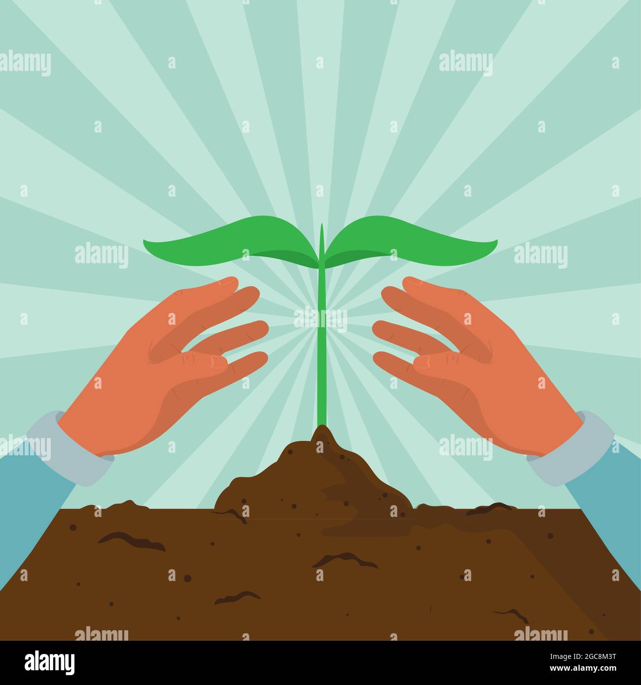 hands human planting nature scene Stock Vector Image & Art - Alamy