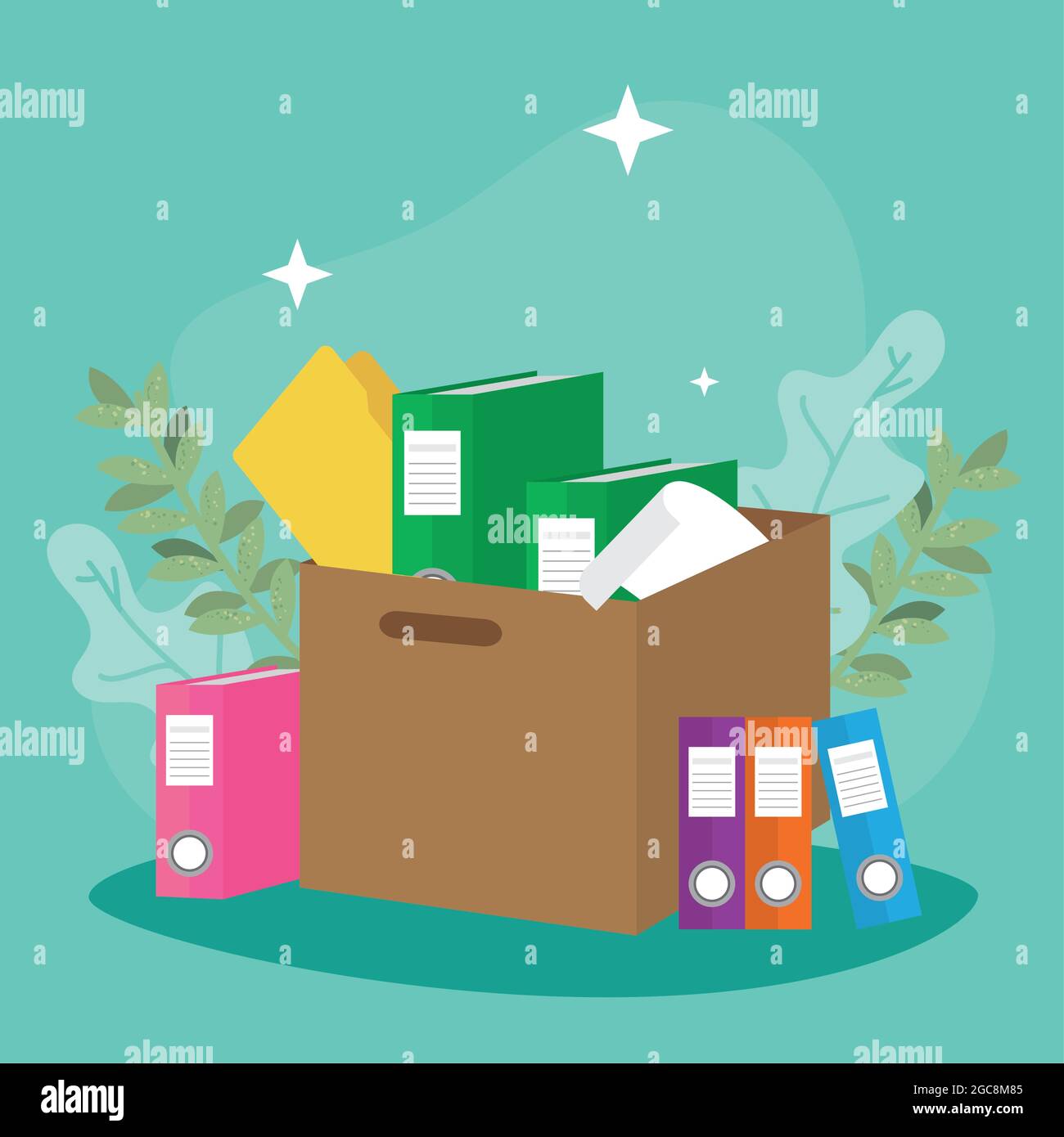 books and documents in box paperwork Stock Vector Image & Art - Alamy