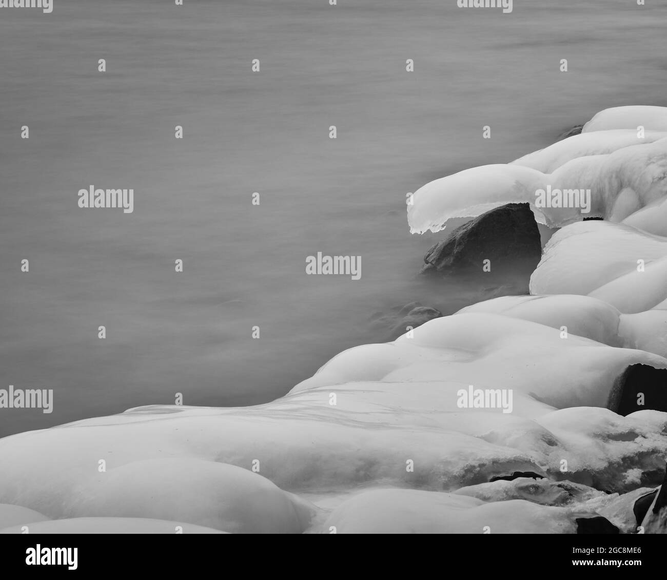 Winter landscape snowy stones Black and White Stock Photos & Images - Alamy