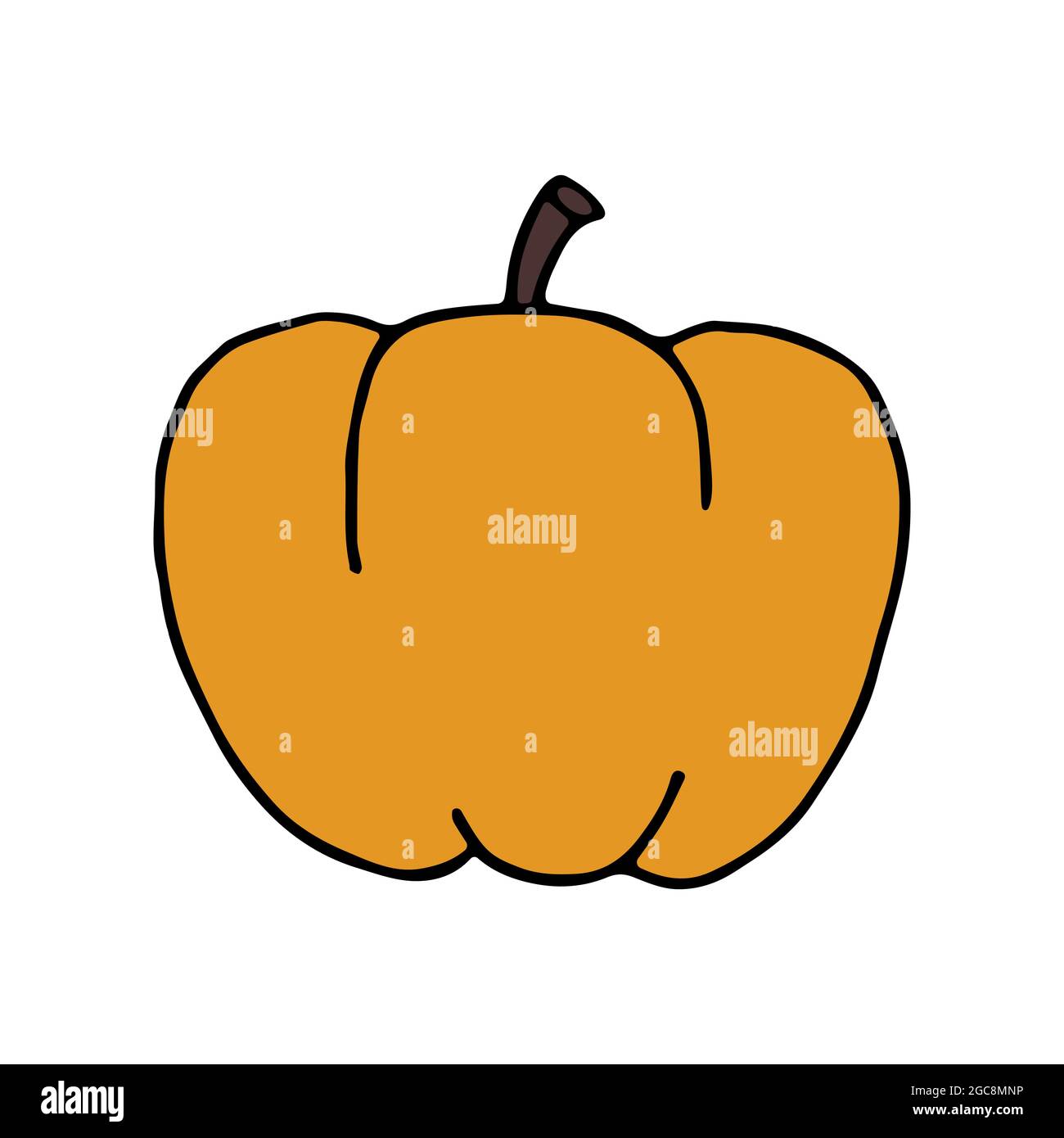 Colorful pumpkin in doodle style. Hand drawn symbol of halloween and ...