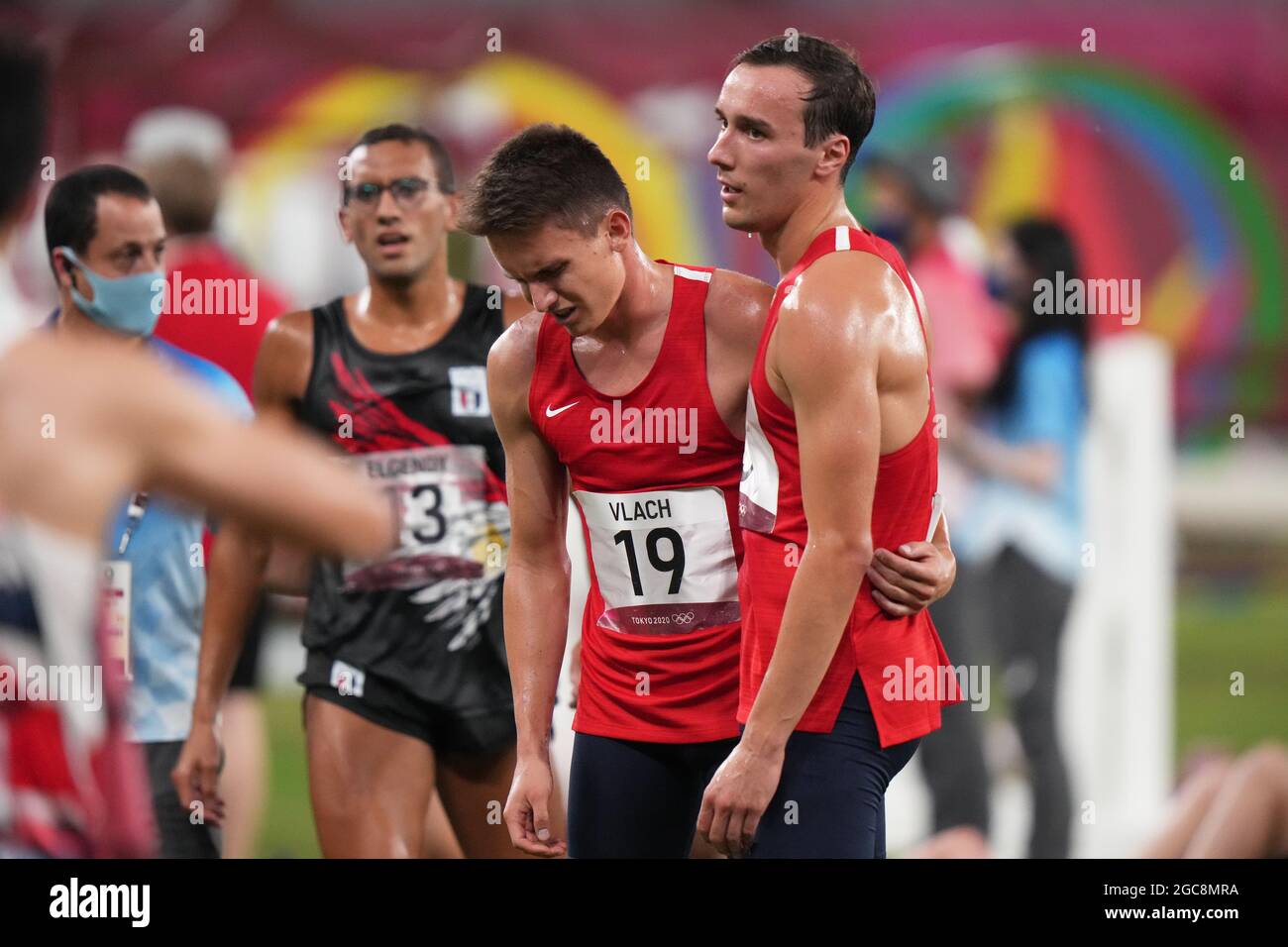 Czech athletes Jan Kuf, right, and Martin Vlach, left, hug after laser ...