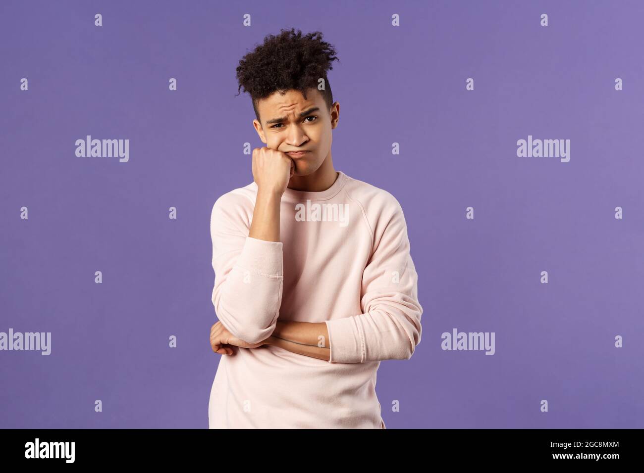 Portrait of complicated, troubled young hispanic man facing tough ...