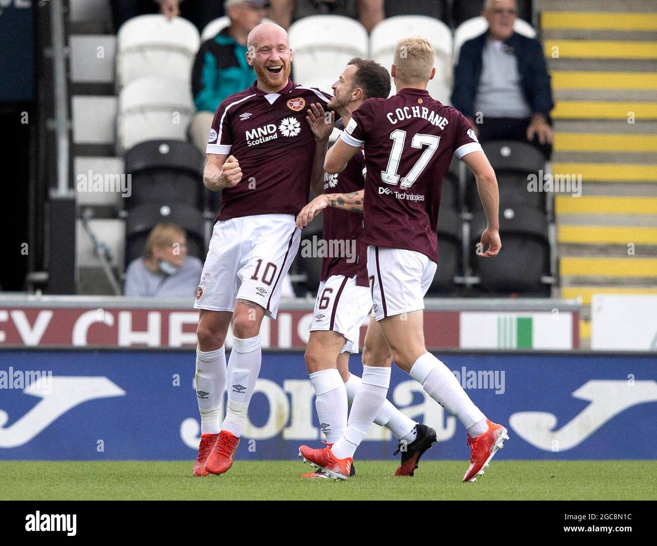 Hearts' Liam Boyce celebrates with Andy Halliday during the cinch ...