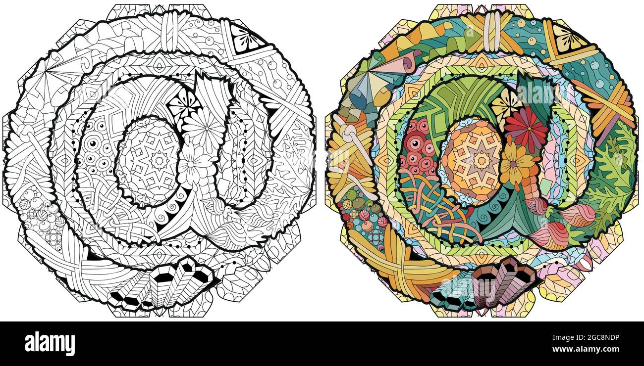 Zentangle stylized sign commercial at on mandala for coloring. Colored ...