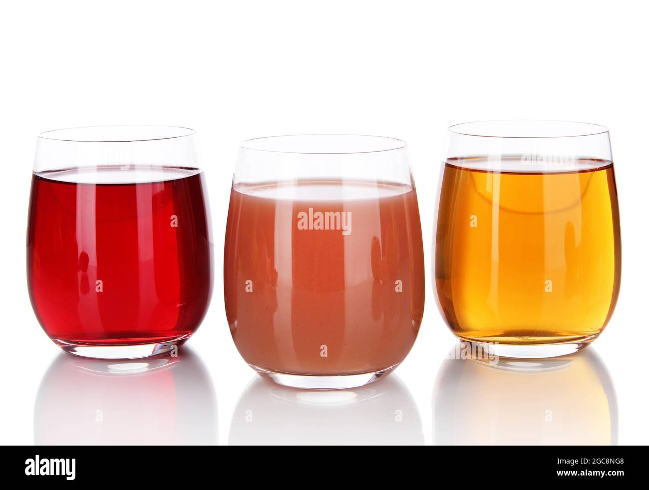 Glasses of fresh juice isolated on white Stock Photo - Alamy