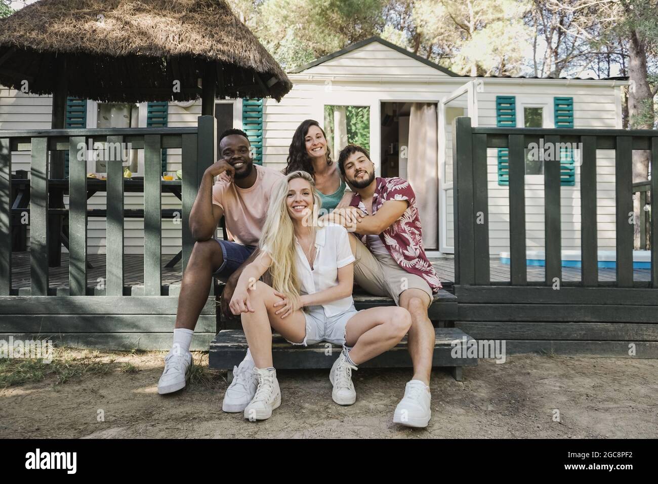 Happy multiracial people from different culture and race having fun ...