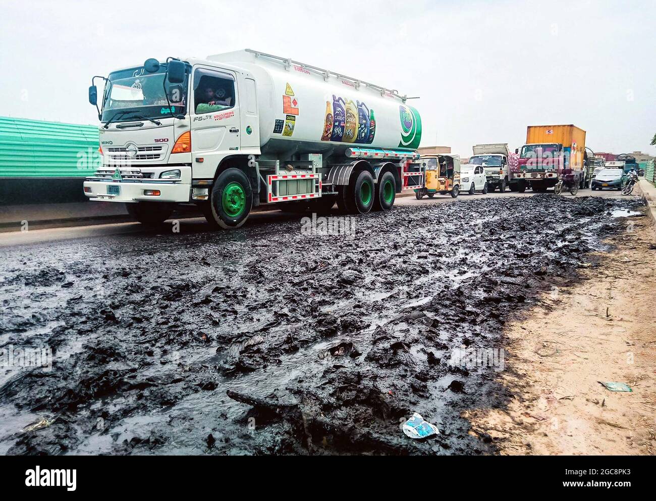 Inundated road by sewerage water and garbage, causing unhygienic ...