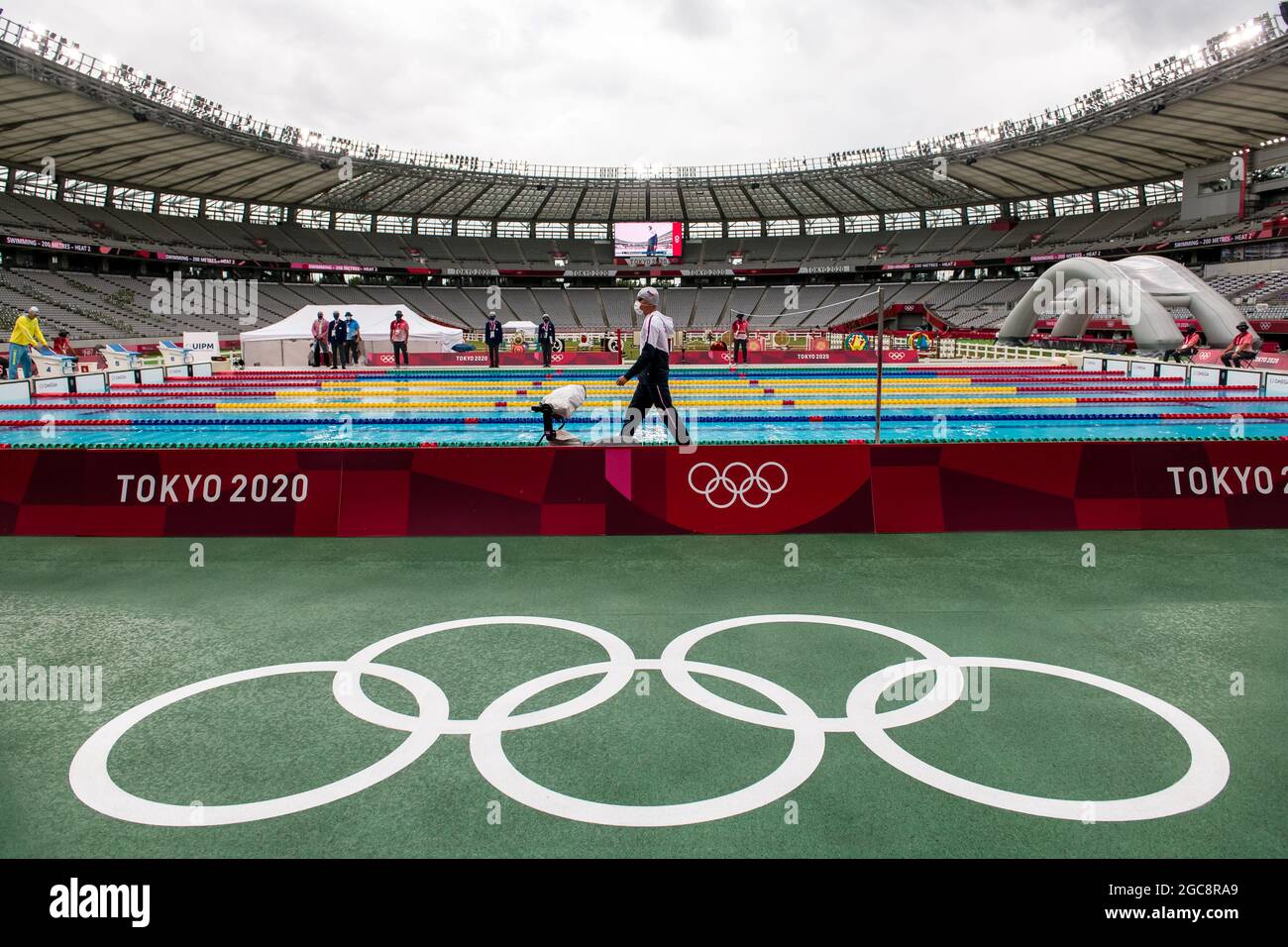 Czech athlete Martin Vlach attends swimming portion of the men's modern ...