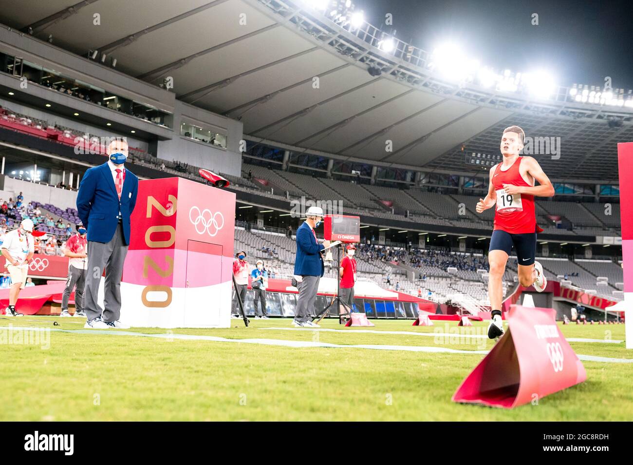 Czech athlete Martin Vlach runs in laser run shooting portion of the ...