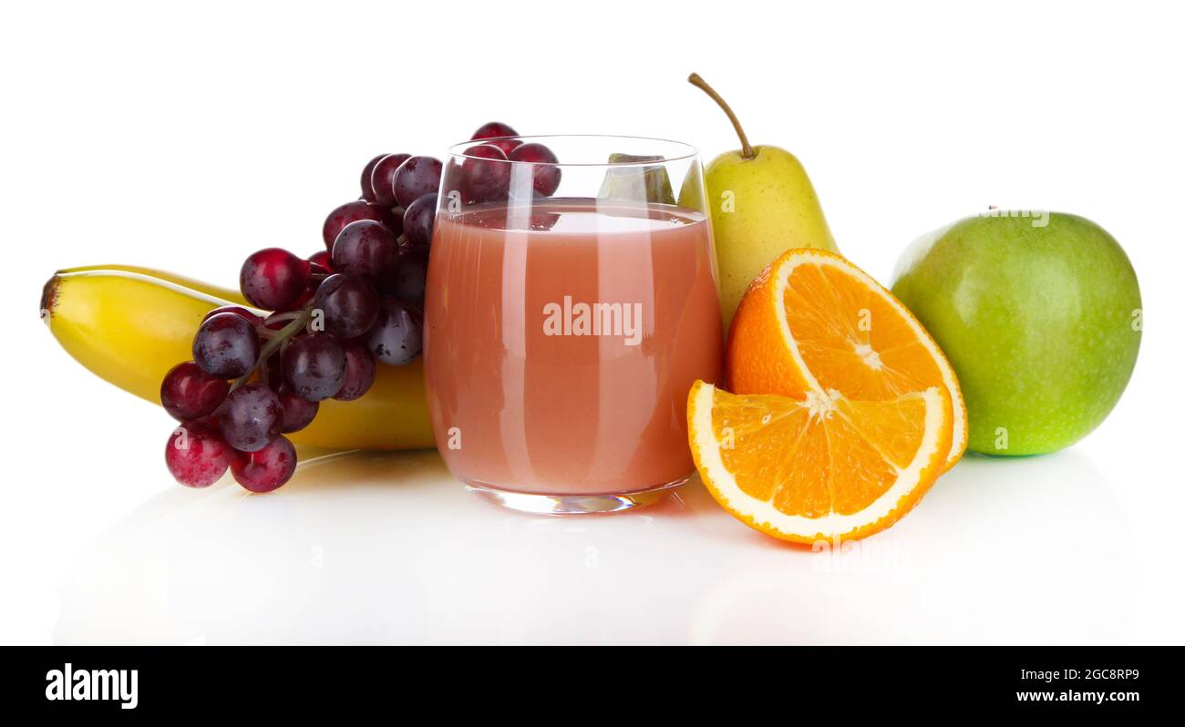 Glass of fresh juice isolated on white Stock Photo - Alamy