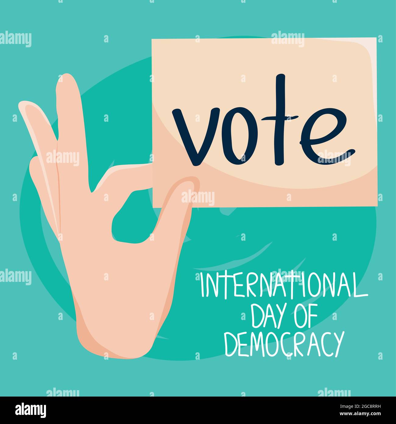international day of democracy illustration with hand and sign Stock ...