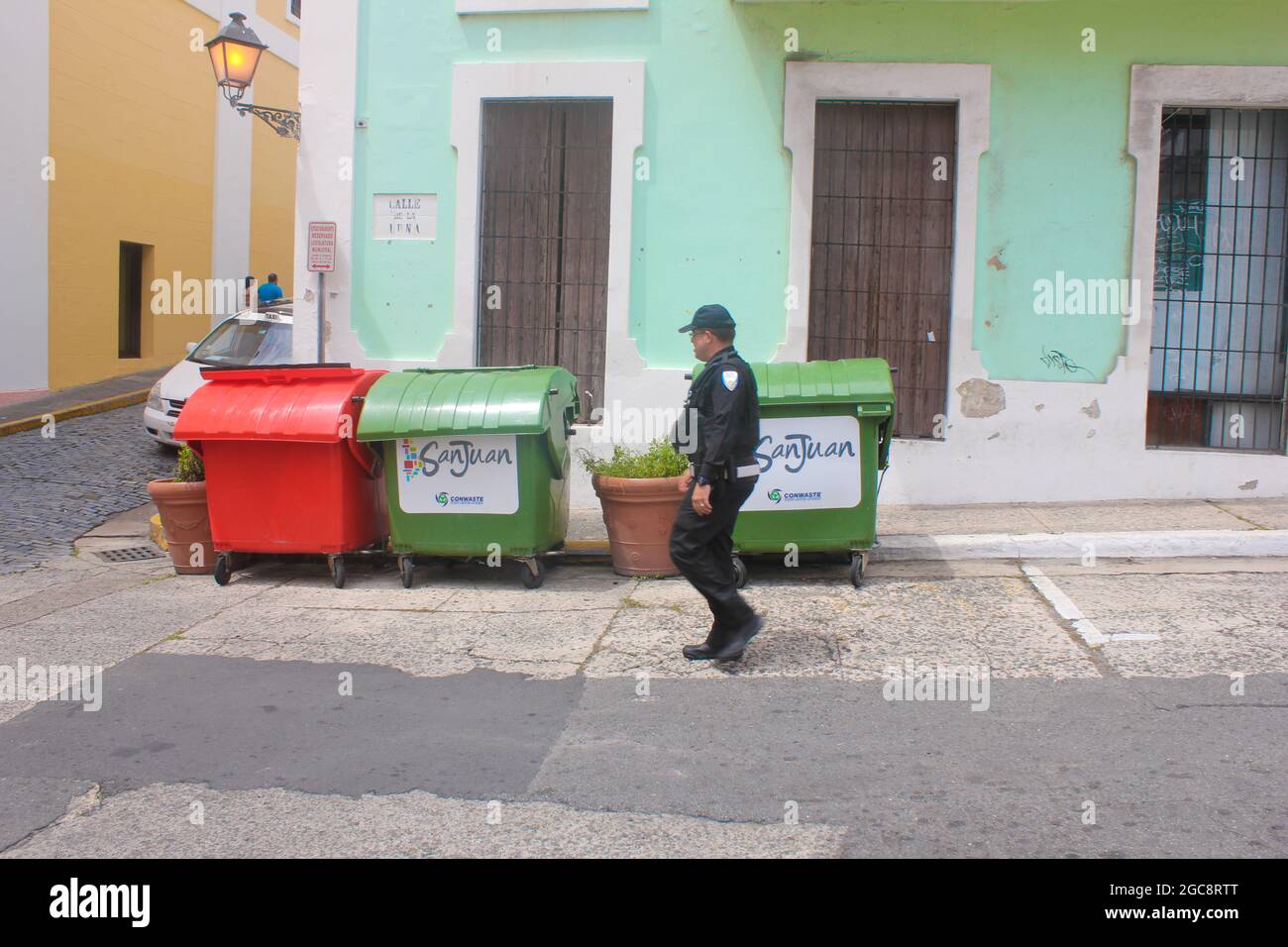Commercial Trash Rubbish Wheelie Bins Containers On The Street In Old ...