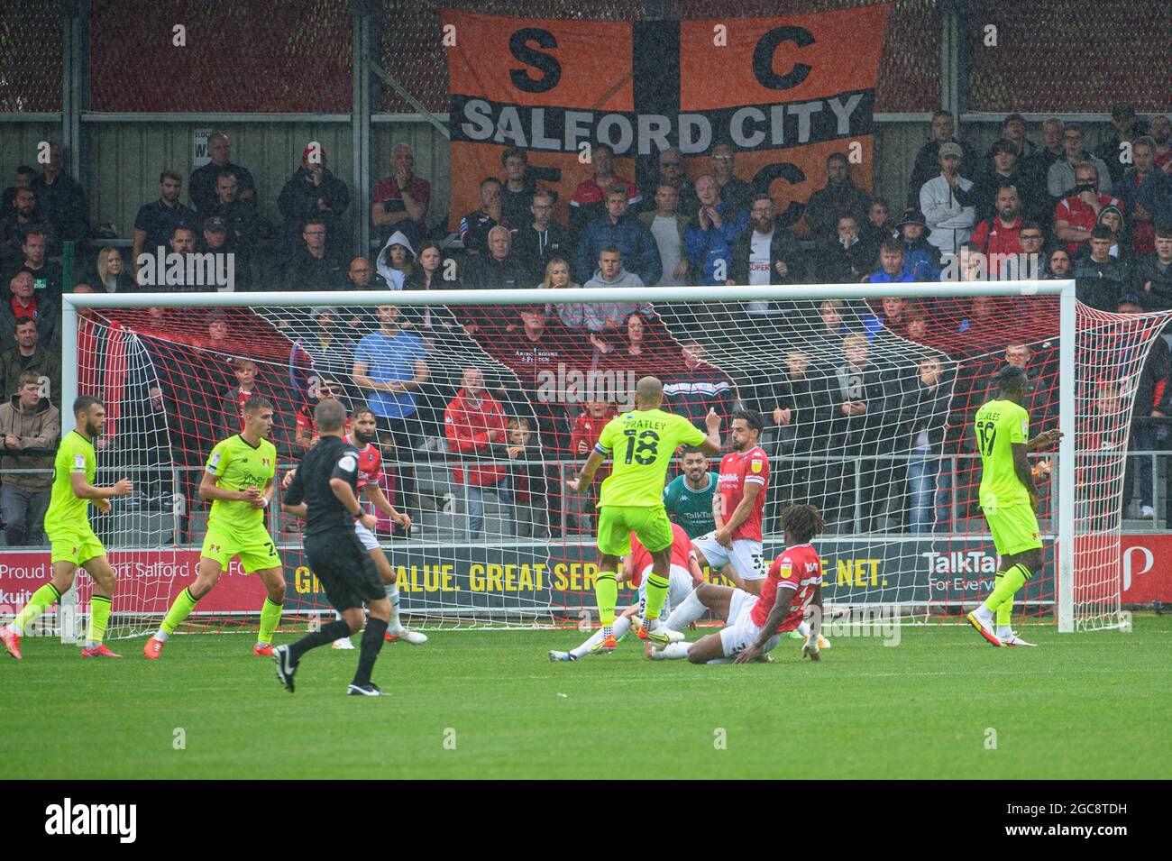 SALFORD. UK. AUG 7TH Darren Pratley of Leyton Orient FC putting the ...