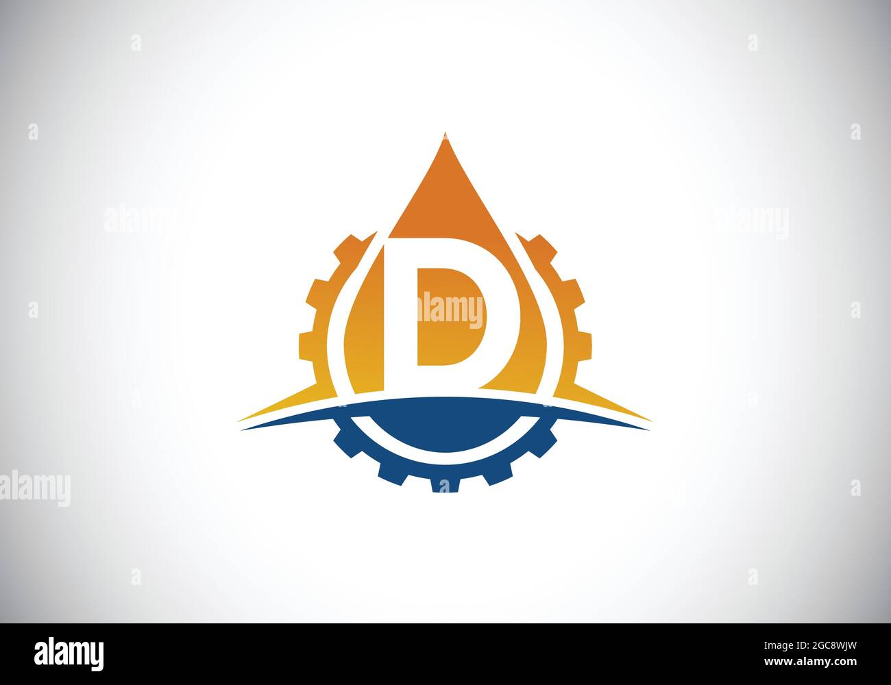 Initial D monogram alphabet with gear swoosh and oil. Oil and gas logo ...