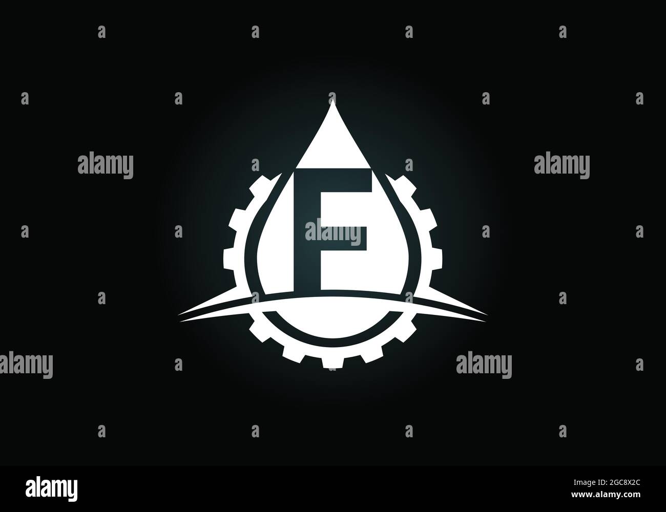 Initial F monogram alphabet with gear swoosh and oil. Oil and gas logo ...