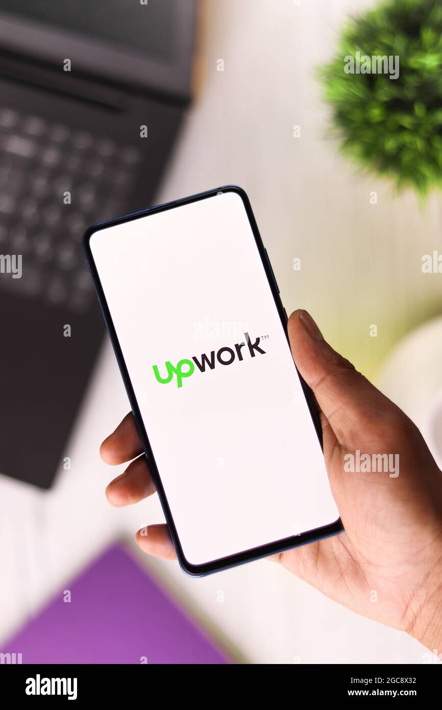 Assam, india - November 29, 2020 : Up work logo on phone screen stock ...
