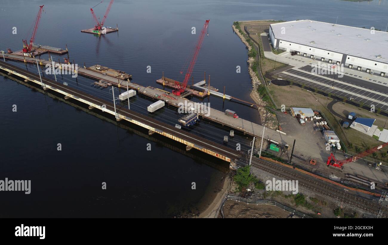 Aerial view of River Draw, the bridge connecting South Amboy and Perth ...