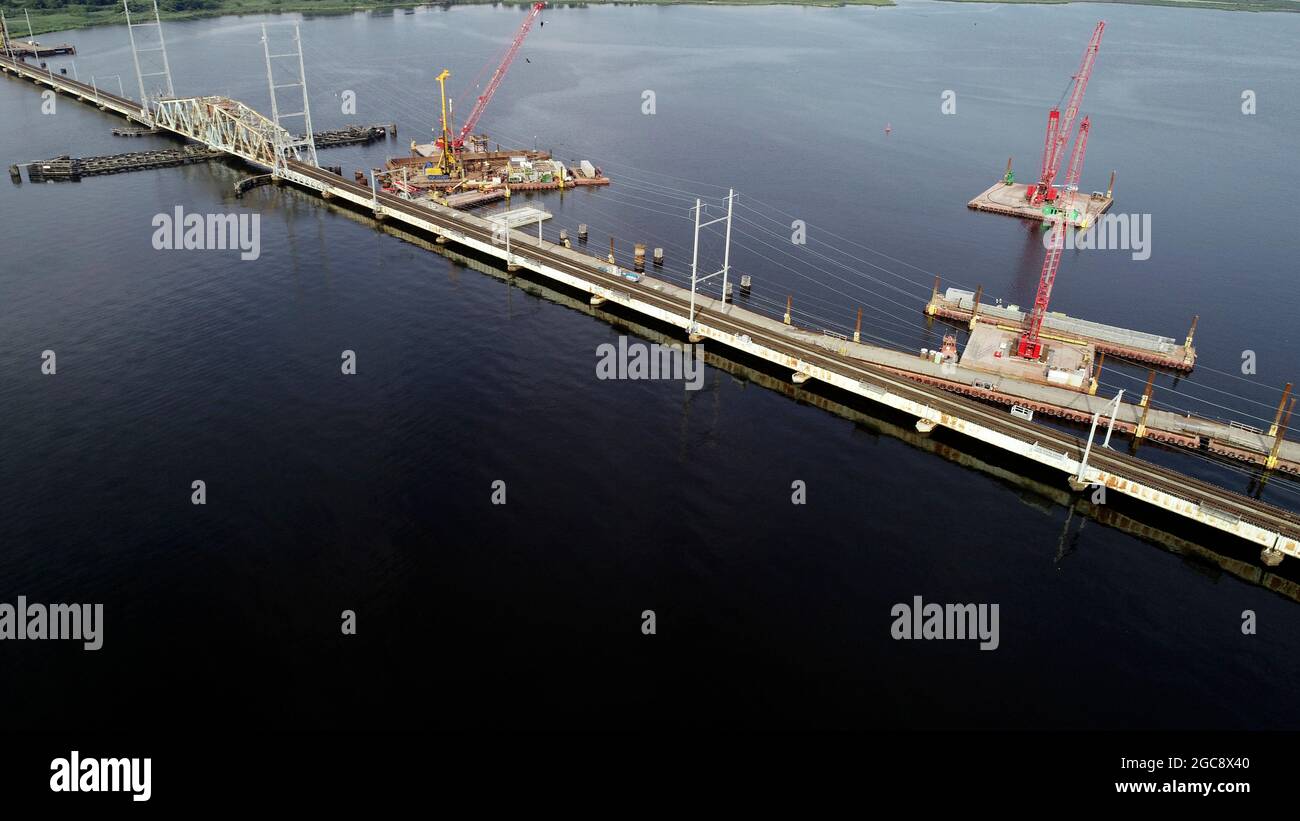 Aerial view of River Draw, the bridge connecting South Amboy and Perth ...