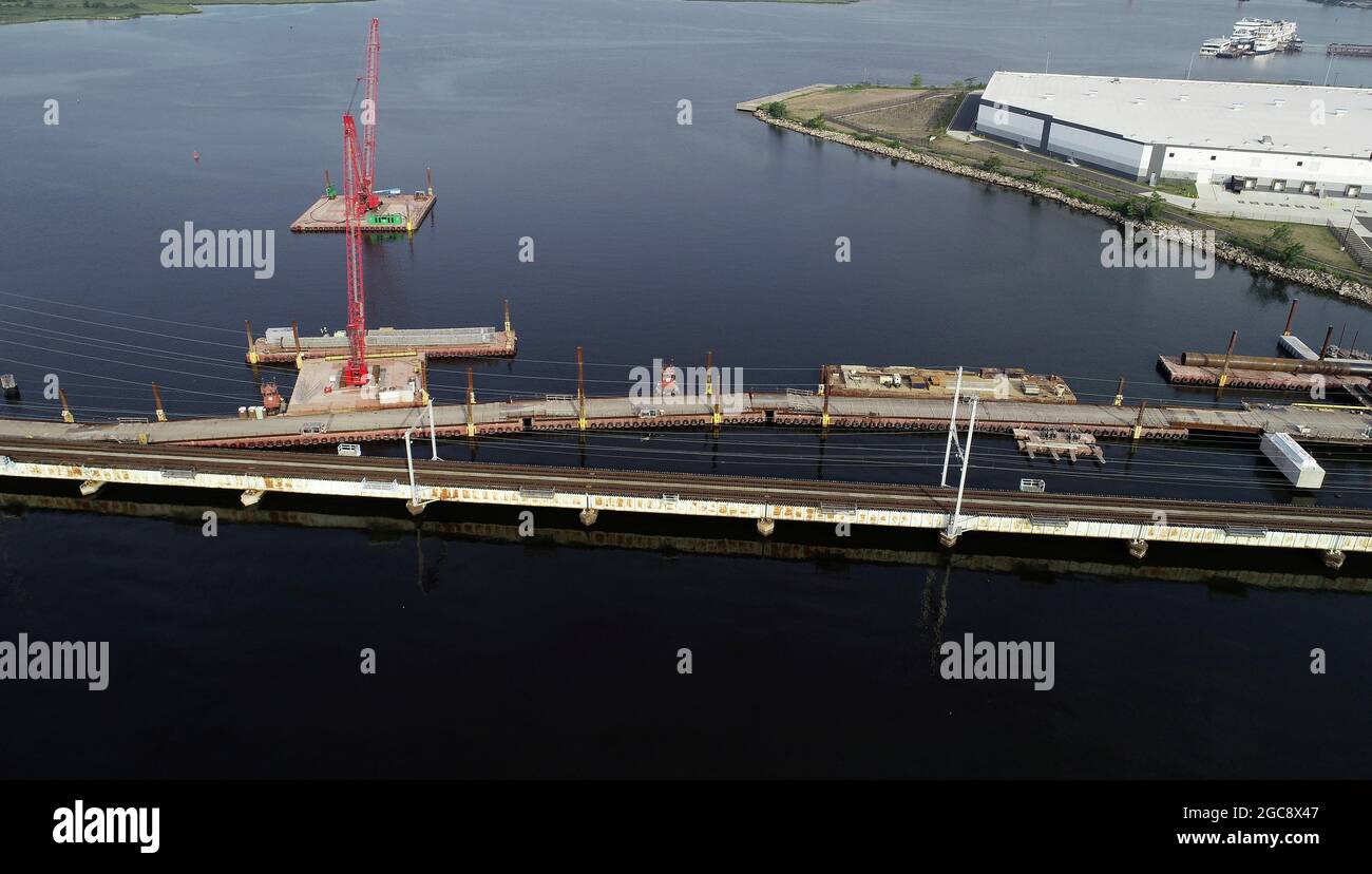 Aerial view of River Draw, the bridge connecting South Amboy and Perth ...
