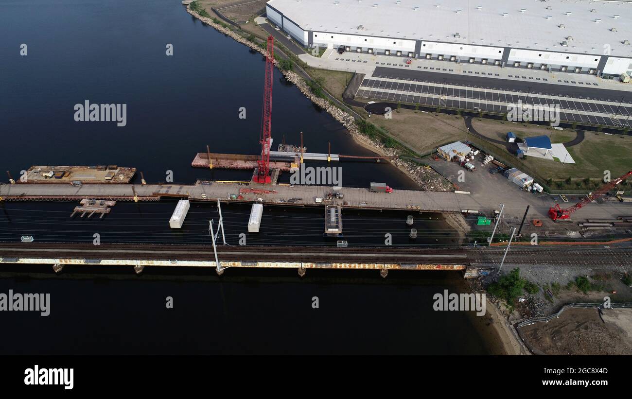 Aerial view of River Draw, the bridge connecting South Amboy and Perth ...