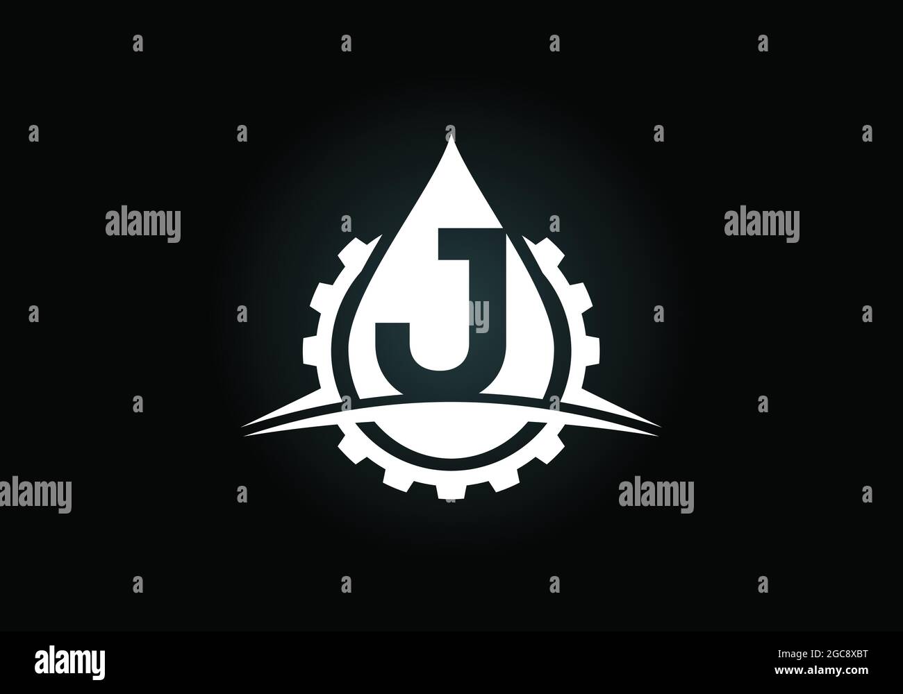 Initial J monogram alphabet with gear swoosh and oil. Oil and gas logo ...