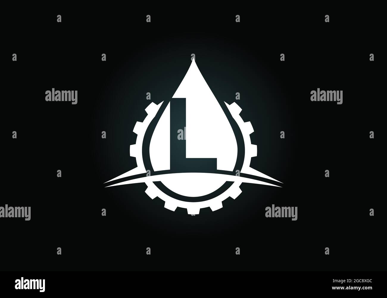 Initial L monogram alphabet with gear swoosh and oil. Oil and gas logo ...