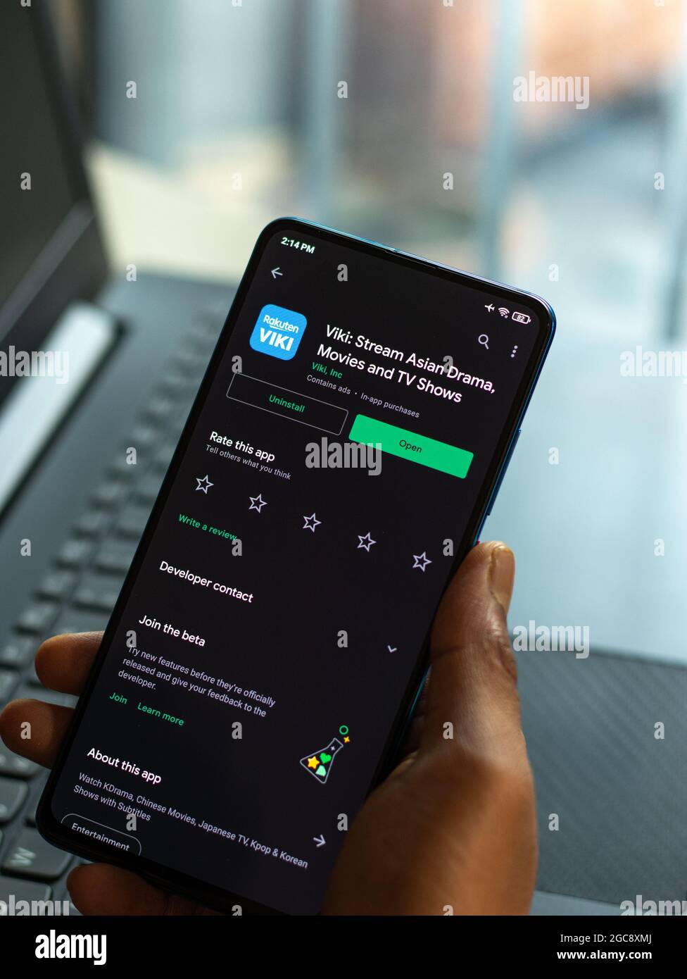 Assam, India - August 6, 2021 : Rakuten Viki logo on phone screen stock ...