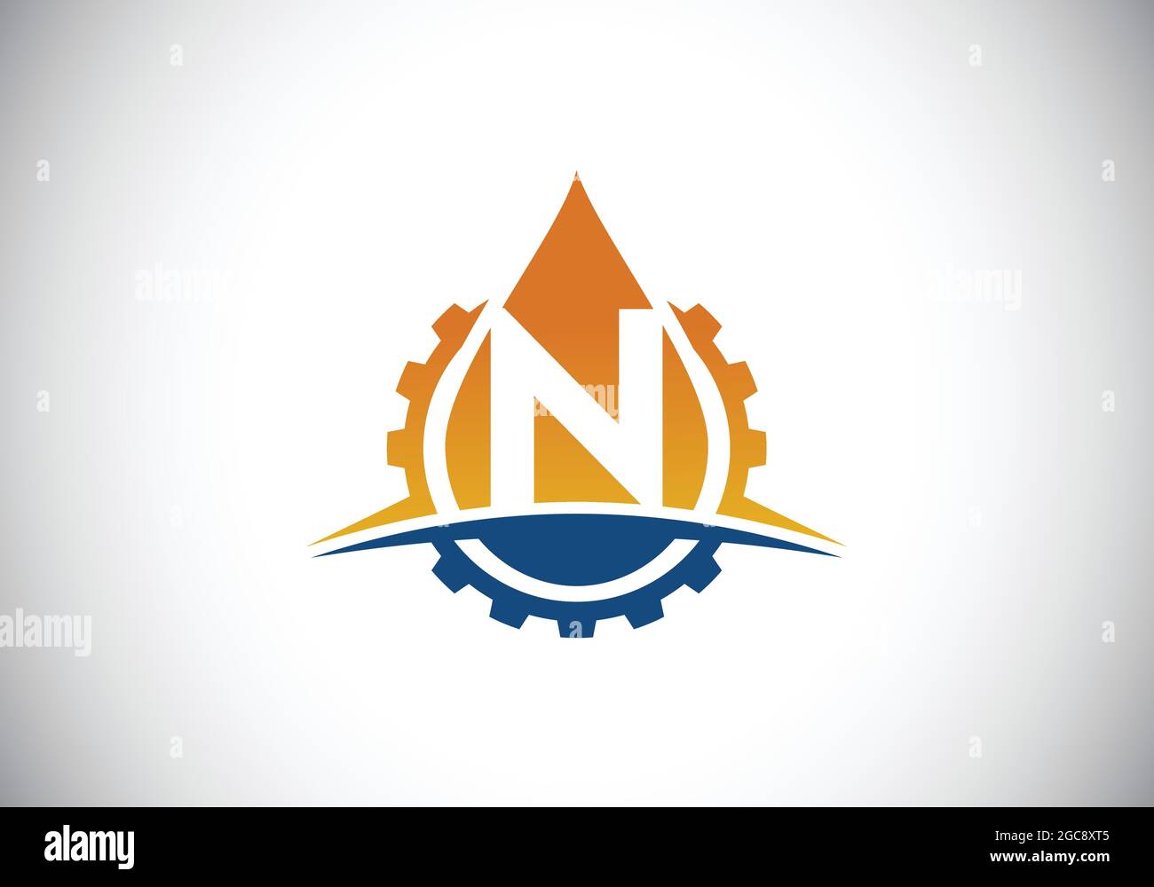 Initial N monogram alphabet with gear swoosh and oil. Oil and gas logo ...