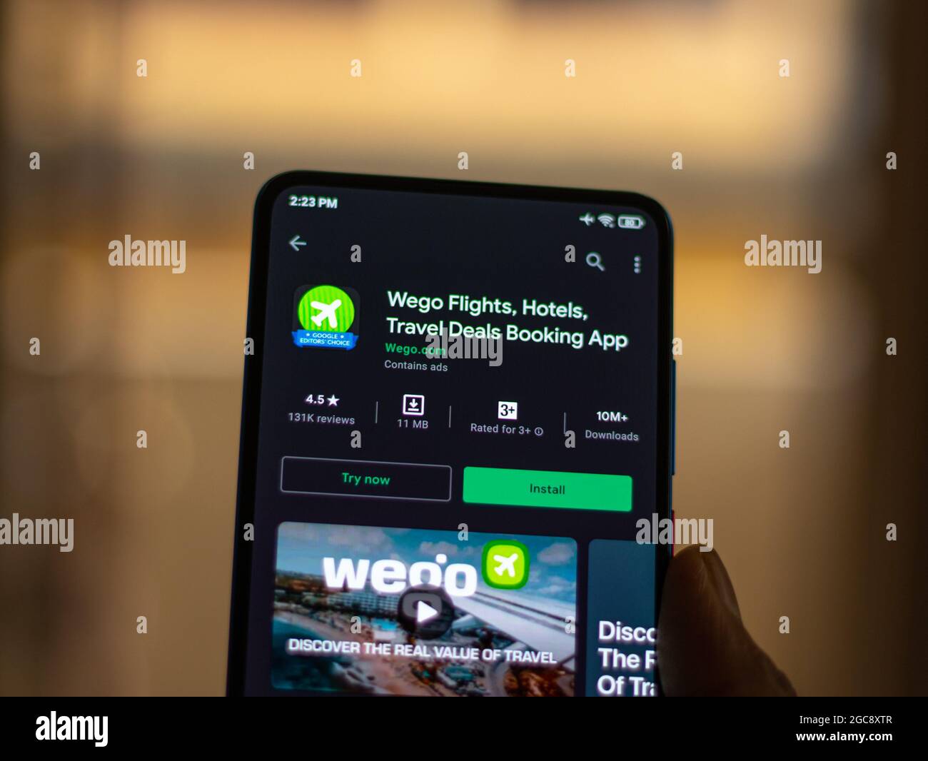 Assam, india - April 19, 2021 : Wego logo on phone screen stock image ...