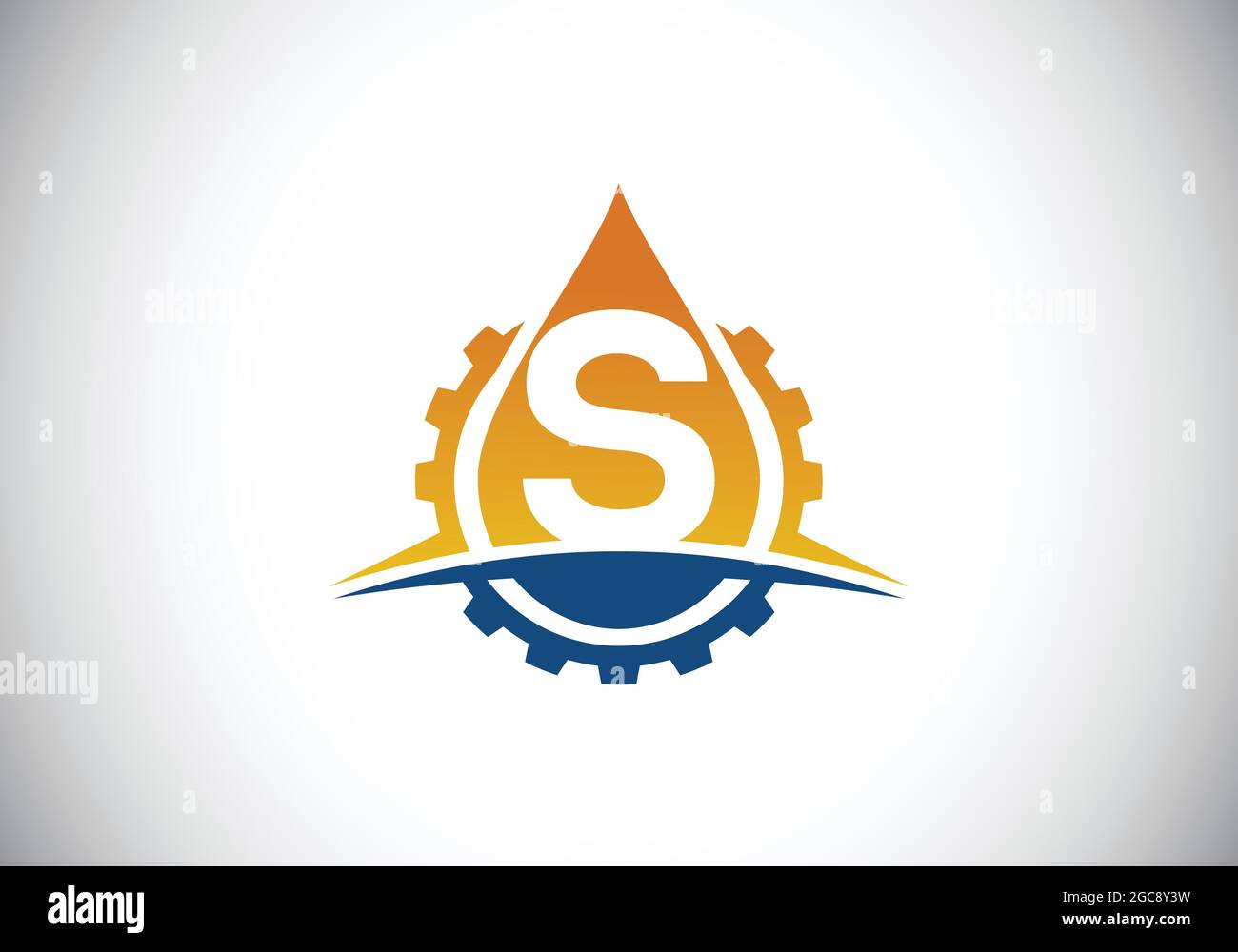 Initial S monogram alphabet with gear swoosh and oil. Oil and gas logo ...