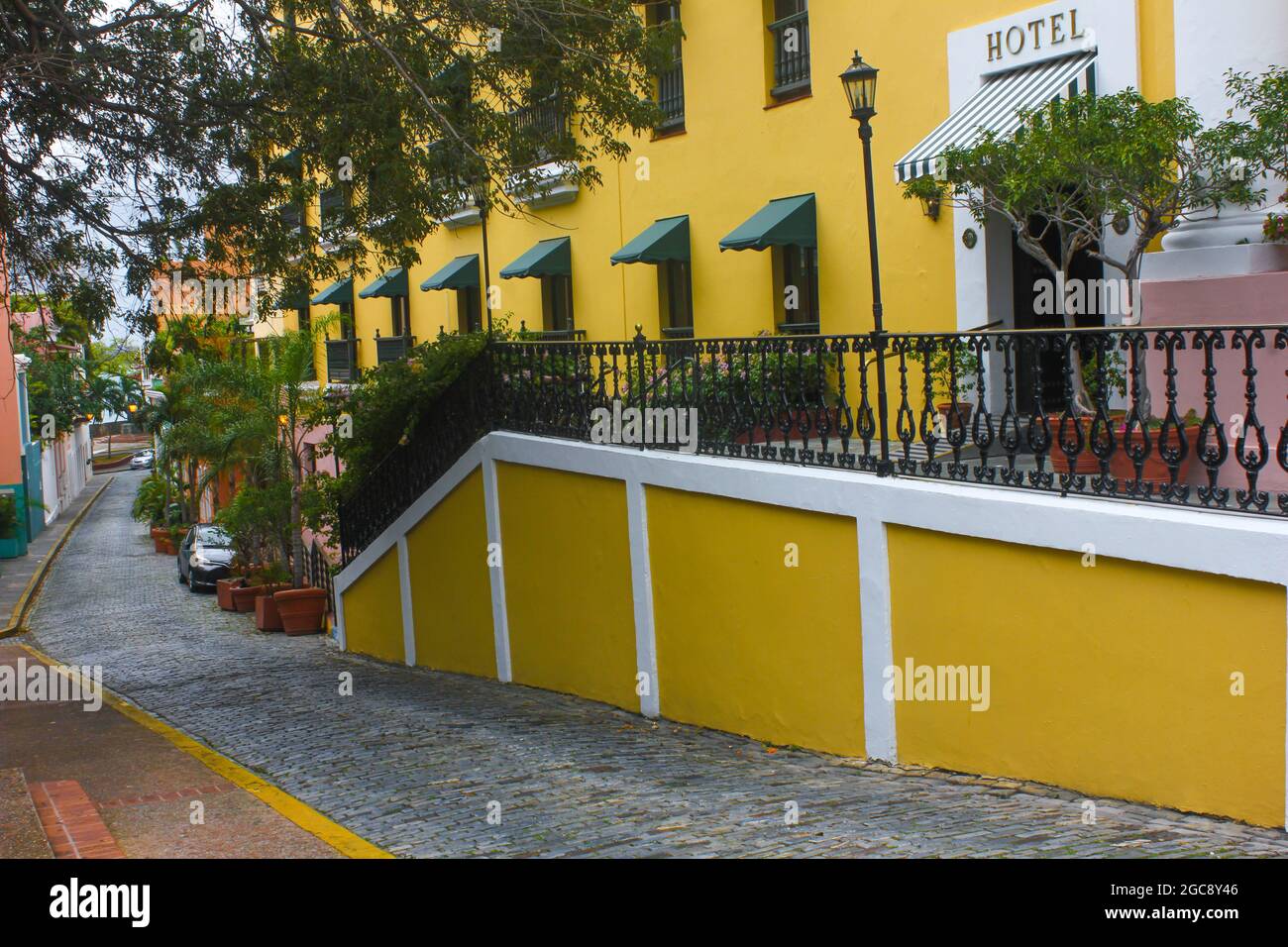 Colonial buildings in Old City of San Juan, Puerto Rico Island, West ...