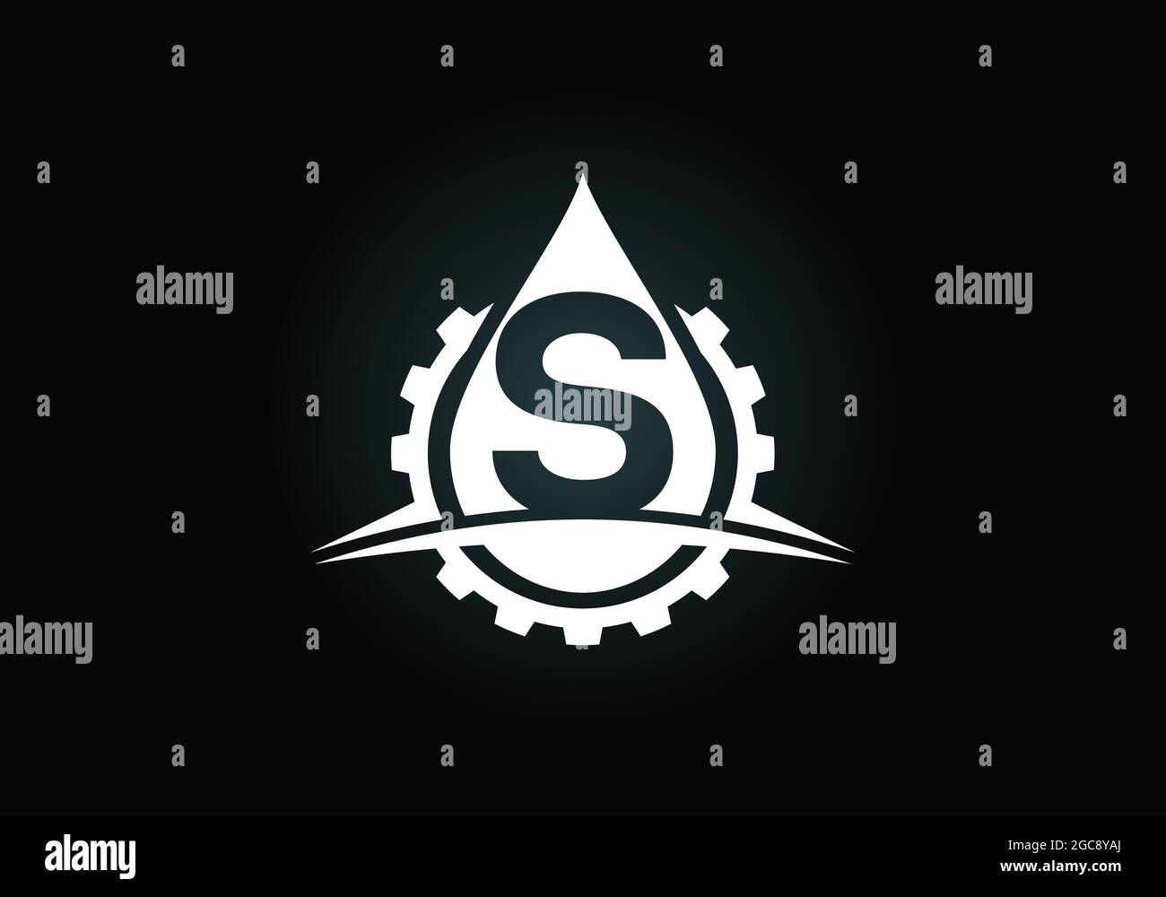Initial S monogram alphabet with gear swoosh and oil. Oil and gas logo ...