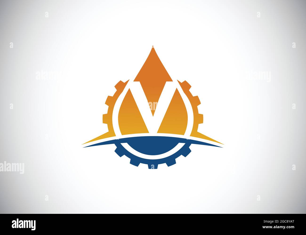 Initial V monogram alphabet with gear swoosh and oil. Oil and gas logo ...