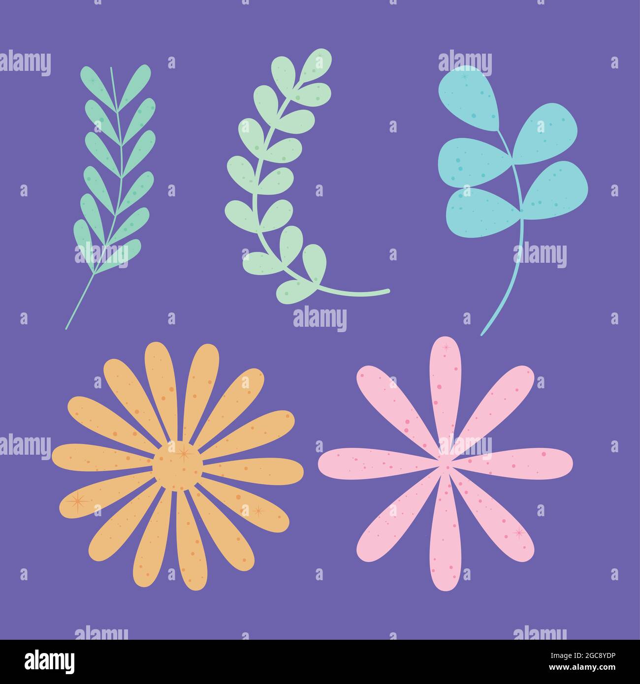 flowers and leaves icon set Stock Vector Image & Art - Alamy