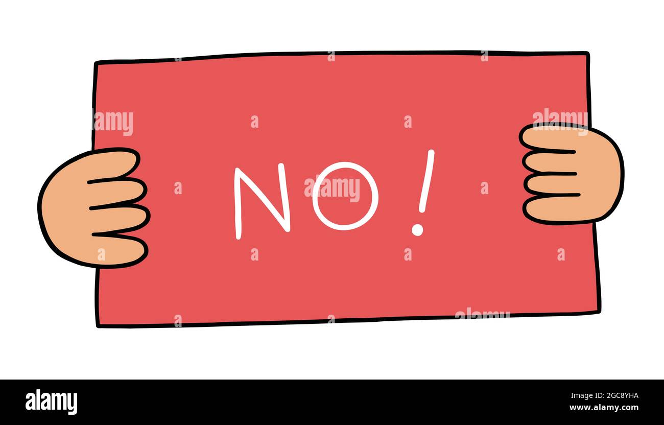 Cartoon holding no sign, vector illustration. Colored and black ...