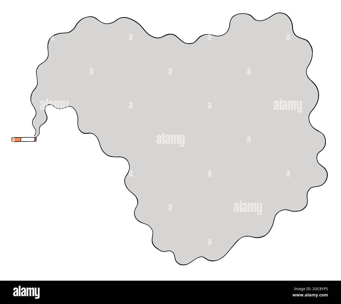 Cartoon cigarettes and smoke, vector illustration. Colored and black ...