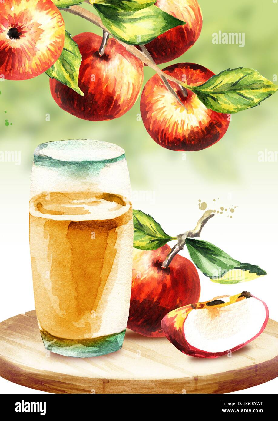 Apple cider. Watercolor hand-drawn illustration Stock Photo - Alamy