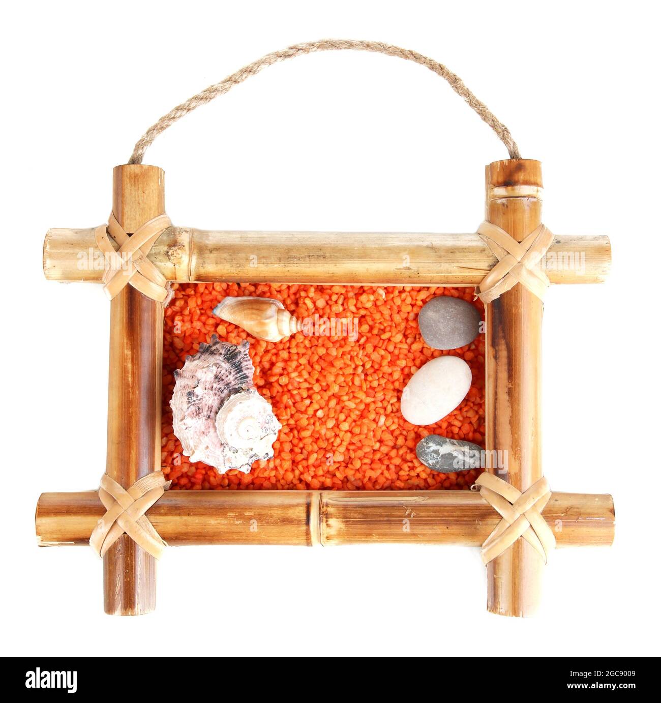 Picture of colored decorative sand with shells isolated on white Stock ...