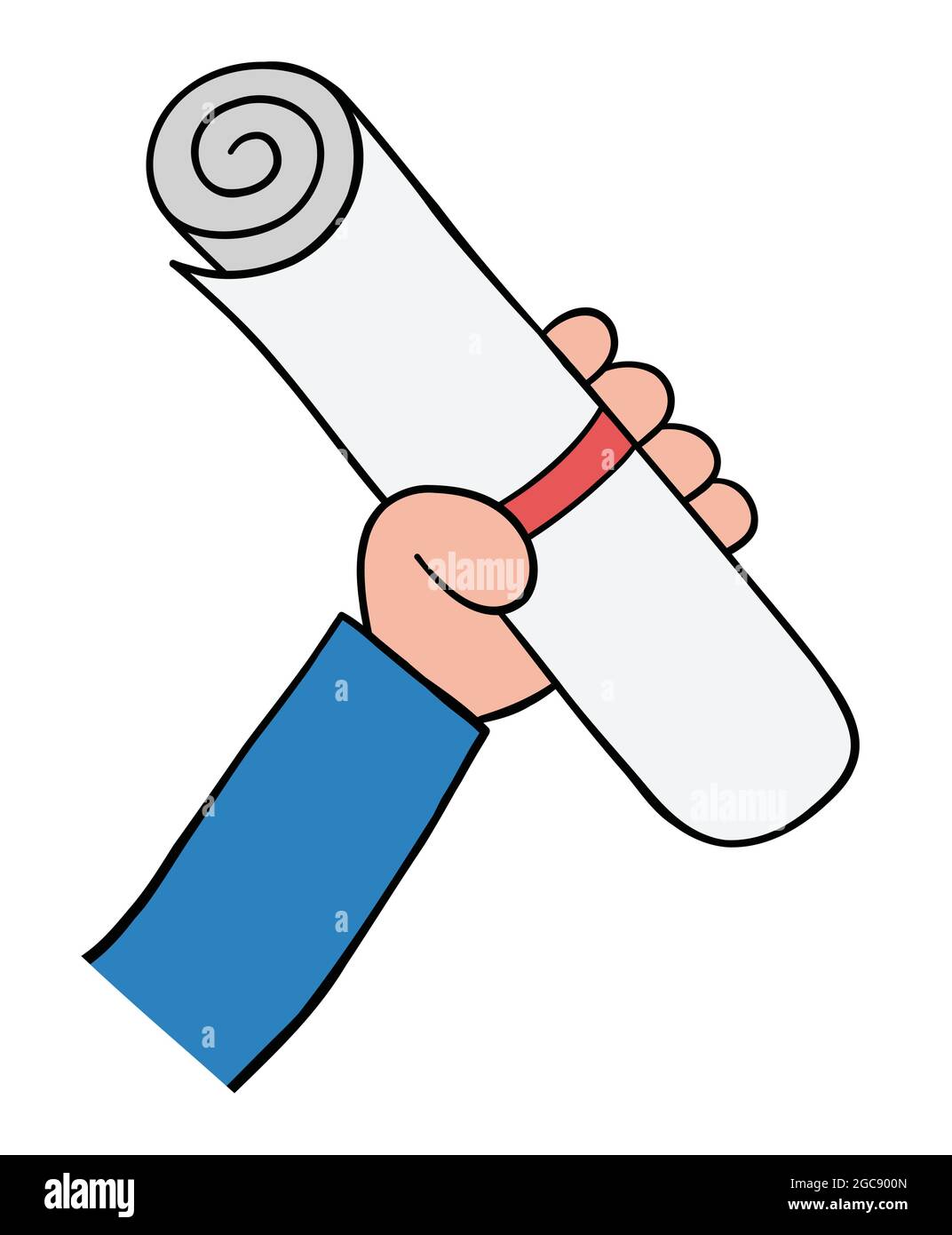 Cartoon holding a diploma or certificate, vector illustration. Colored ...