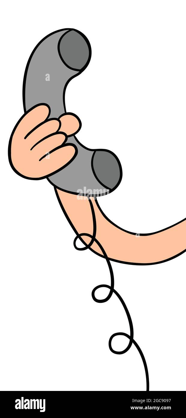 Hand holding landline phone Stock Vector Images - Alamy