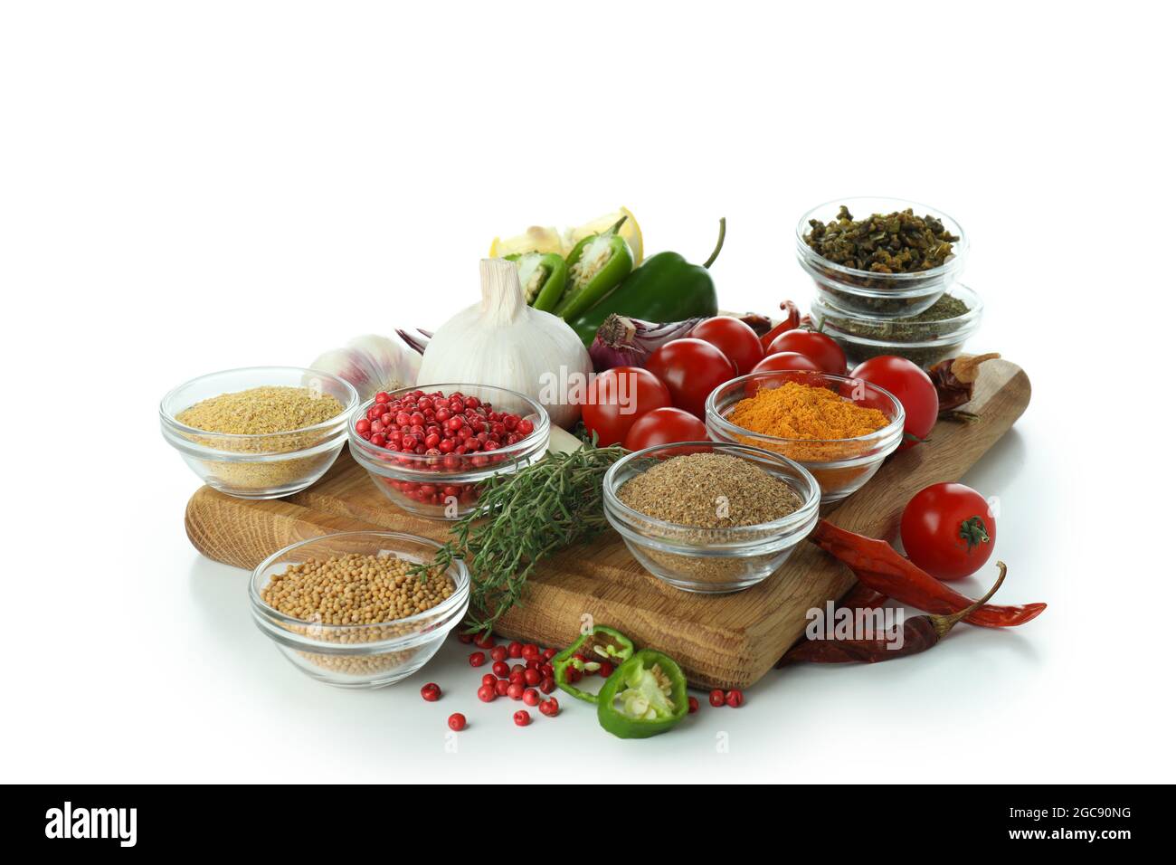 Different aromatic spices isolated on white background Stock Photo - Alamy