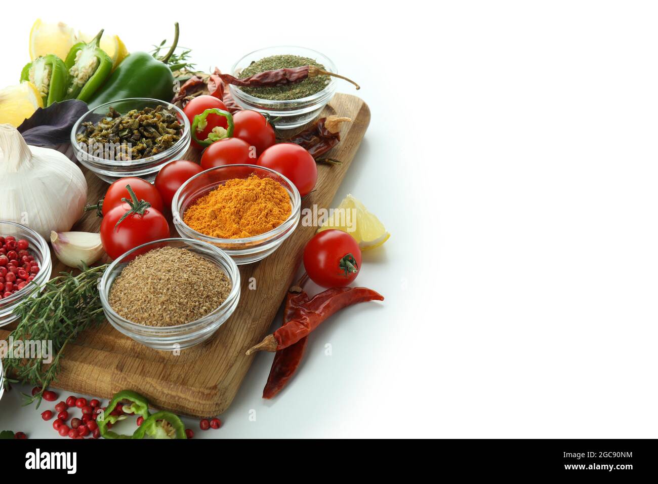 Different aromatic spices isolated on white background Stock Photo - Alamy