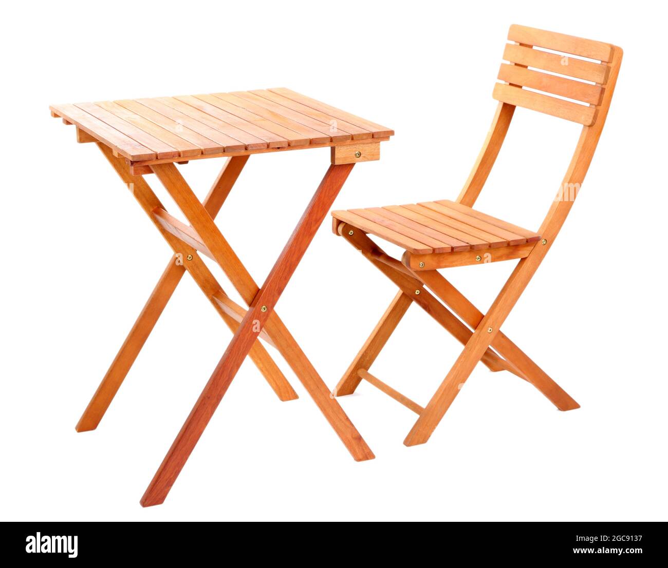 Wooden table with chair isolated on white Stock Photo - Alamy