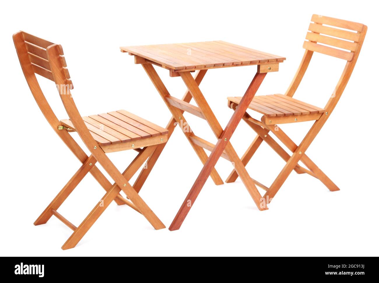 Wooden table with chairs isolated on white Stock Photo - Alamy