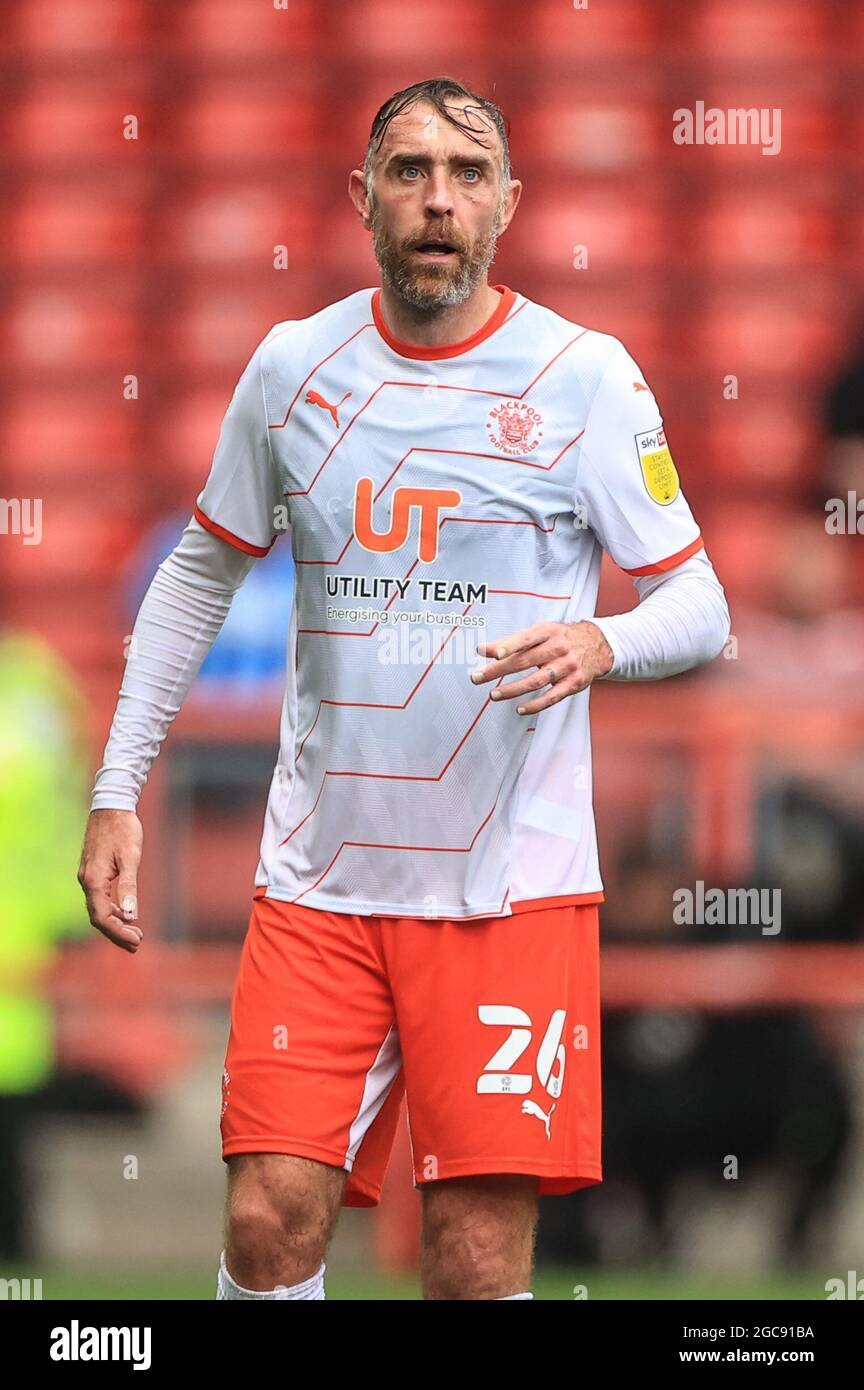 Bristol, UK. 07th Aug, 2021. Richard Keogh #26 of Blackpool during the ...