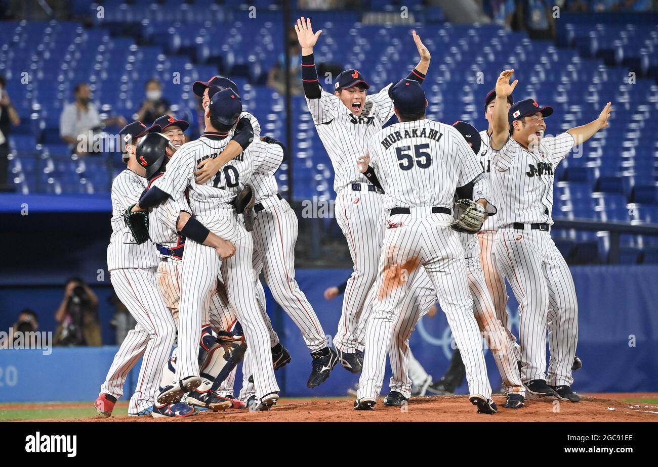 Yokohama, Japan. 7th Aug, 2021. Players of Japan celebrate during the ...