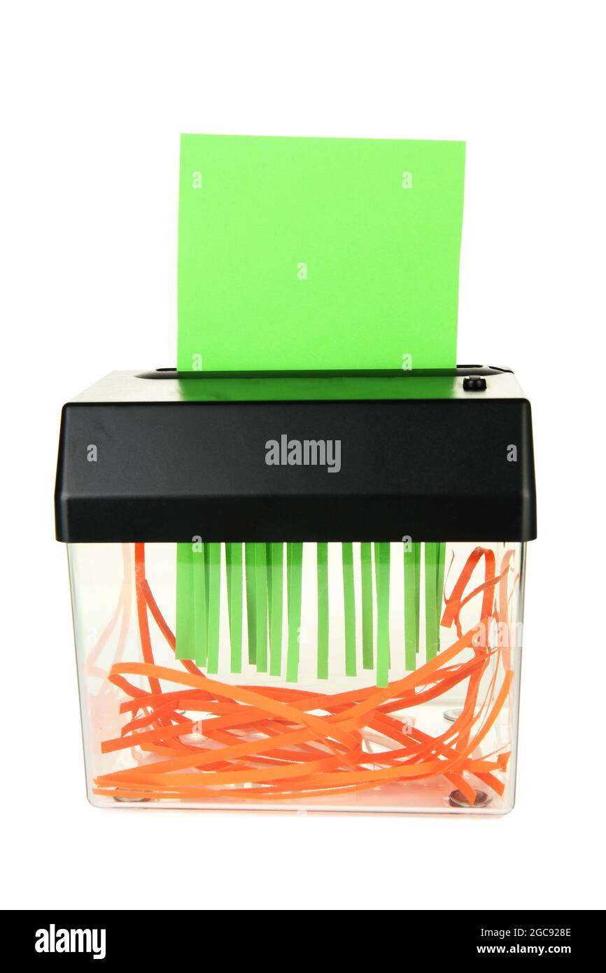 Paper shredder machine, isolated on white Stock Photo - Alamy