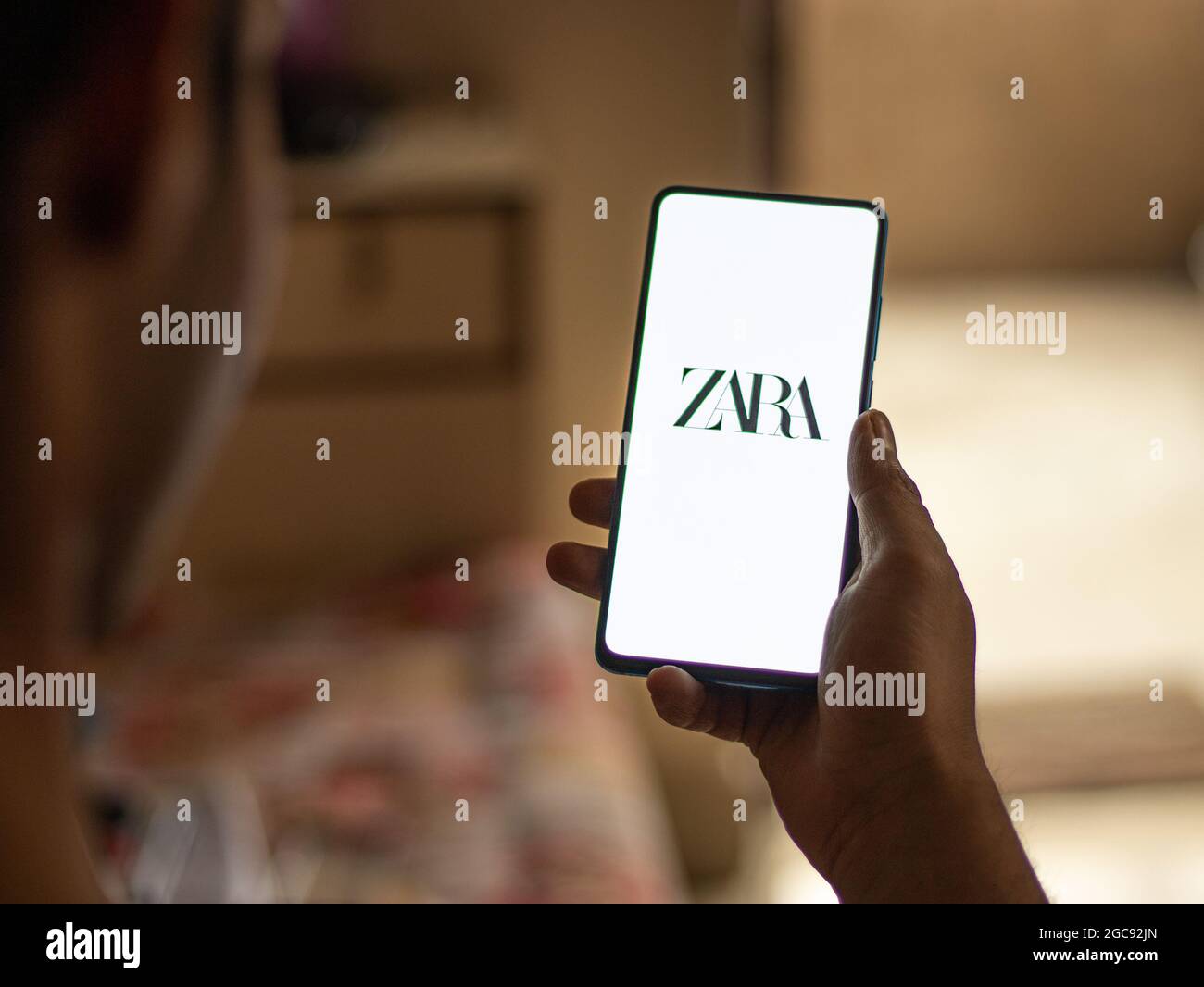Assam, India - August 6, 2021 : ZARA logo on phone screen stock image ...