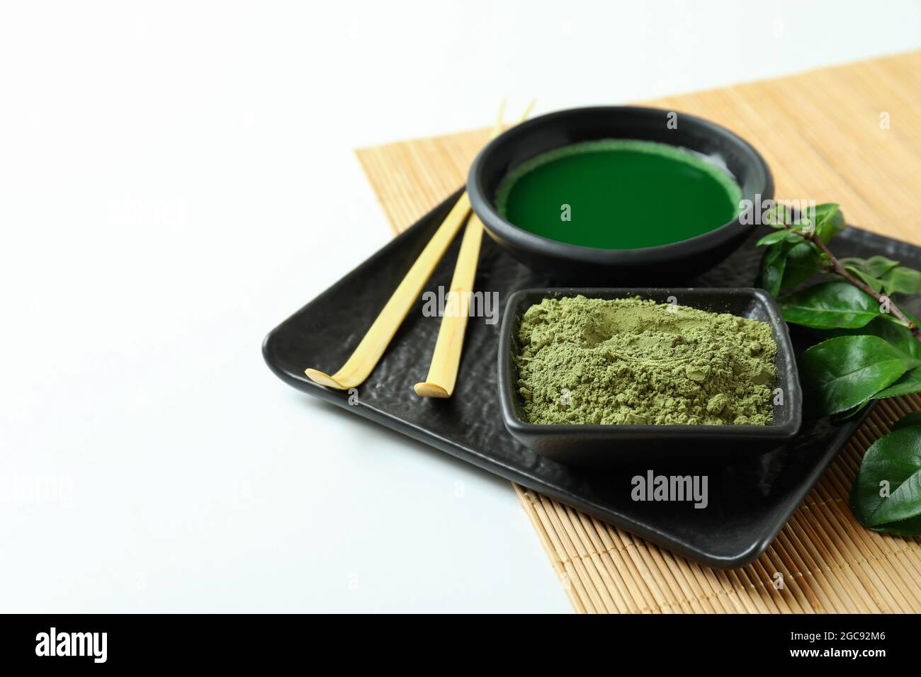 Concept of japanese tea with matcha on white background Stock Photo - Alamy