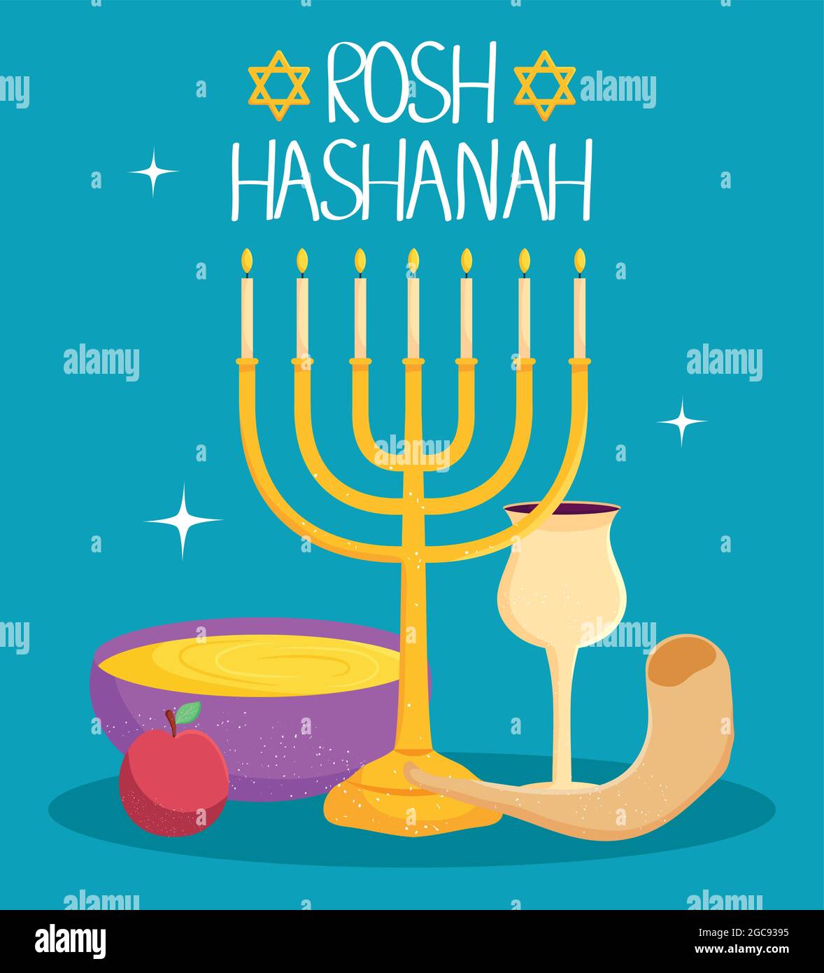 Rosh hashanah illustration with jewish icons Stock Vector Image & Art ...
